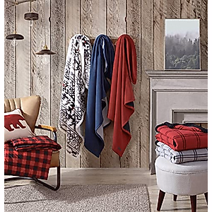 Eddie Bauer - Throw Blanket, Reversible Sherpa Fleece Bedding, Home Decor for All Seasons (Clyde Hill Stripe, Throw)