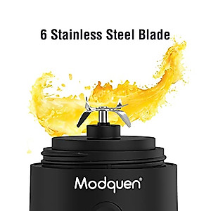 Modquen Personal Blender, Portable Blender for Shakes and Smoothies, Cordless Juicer Cup for Gym, Home and Office, 20 Oz (Black)