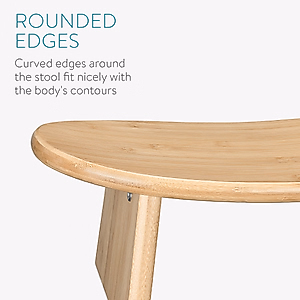 Navaris Bamboo Meditation Stool - Bench for Meditating, Yoga, Practice - Angled Ergonomic Seat with Round Edges for Comfortable Postures - Light Brown