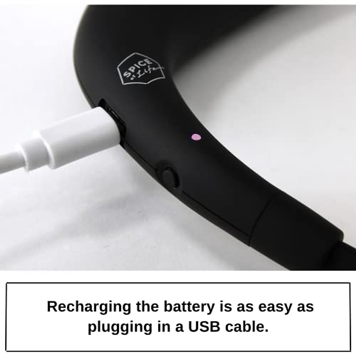 SPICE OF LIFE Bladeless Neck Fan - W Fan Blade Free 2.1, Navy - USB Rechargeable Battery, 2 to 5 Hour Life, Flexible Arms, 5 Speed Settings, Stimulating Breeze Helps Prevent Sleepiness While Driving