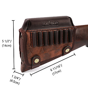 Tourbon Leather Buttstock Cheek Rest with Rifle Shell Holder - Right Handed (PU Leather)