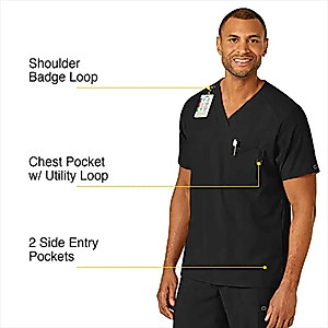 WonderWink W123 Men’s V-Neck Scrub Top — Black, Medium