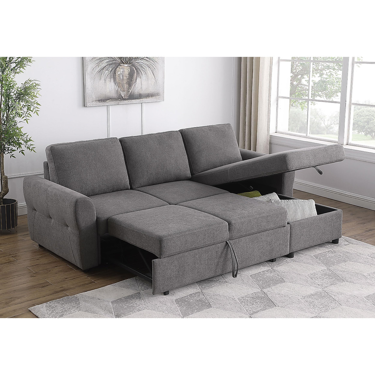 Coaster Samantha Sleeper Sectional, Grey