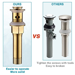 Gold Bathroom Sink Faucet and Pop Up Drain with Overflow