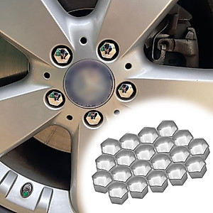 QUICTO 20 Pcs Car Wheel Nut Cap, Automotive Tire Bolt Cap, Universal 17mm, Rustproof Dust Cap, Hexagonal Plastic Tire Bolts with Removal Tool