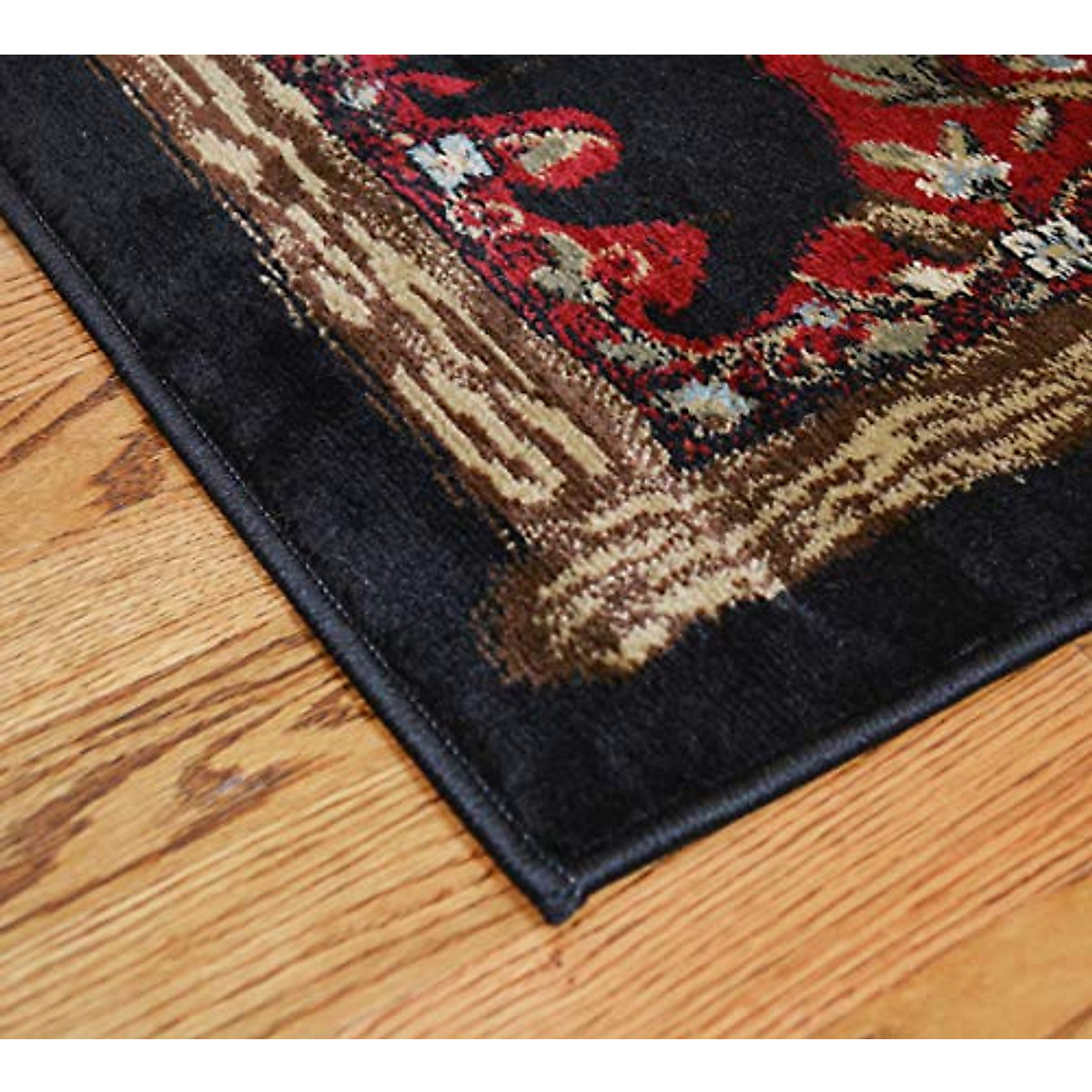 Rustic Lodge Persian Black 8x10 Area Rug, 7'10x9'10