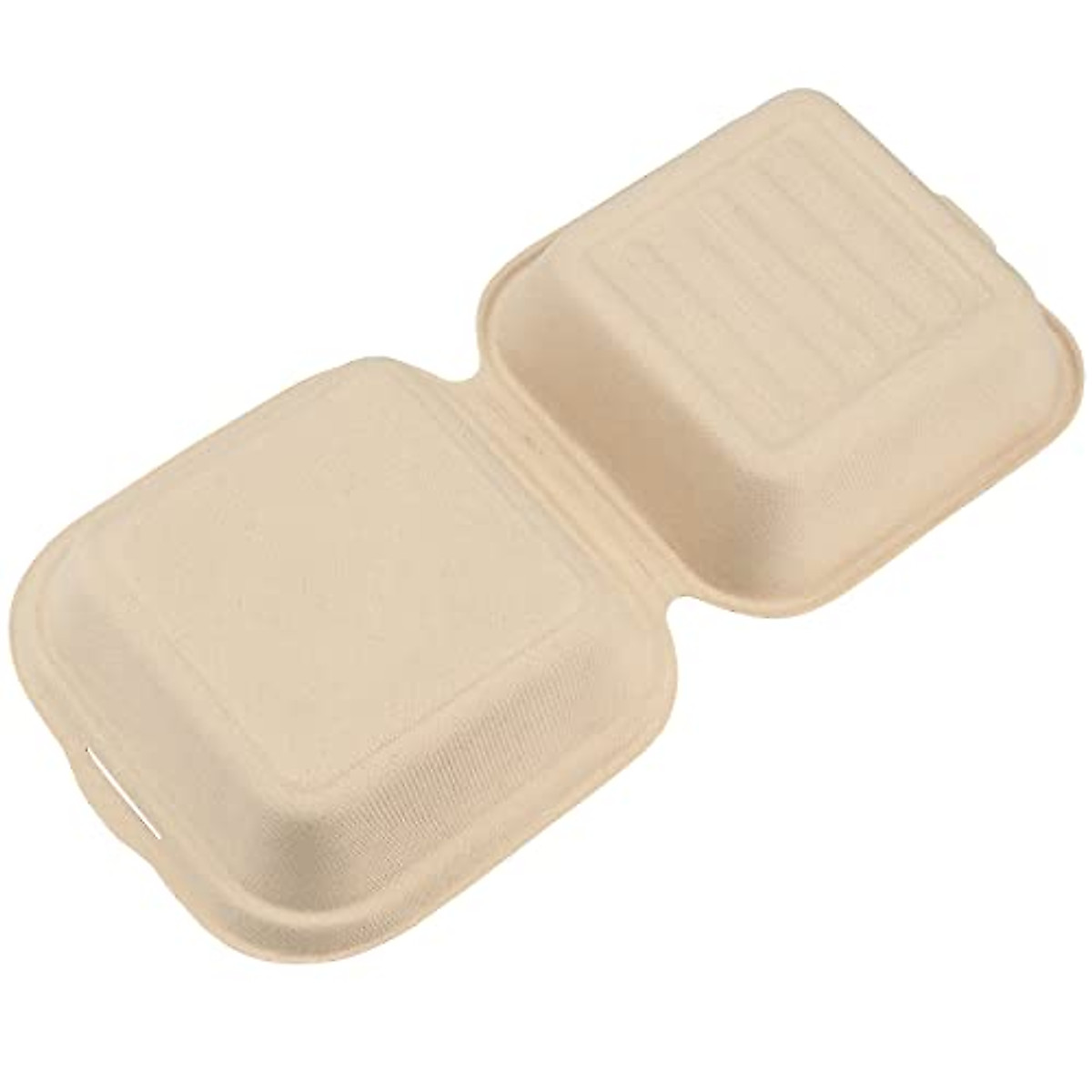 MOUYAT 100 Pack 6x6 Inch Clamshell Take out Food Containers, Single Compartment To Go Hamburger Box with Hinged Lid, Take Home containers for Kitchens, Parties, Restaurants, Food Trucks, Brown