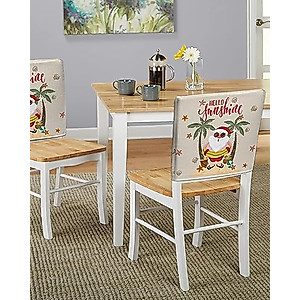 AMZRicher Christmas Chair Back Covers for Dining Chairs 4 Pack, Washable Removable Chair Slipcover Back Chair Protector for Wedding Party Baby Shower Coastal Santa Xmas Beach Starfish Shell