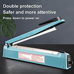 Metal body,Impulse Sealer 8 inch, Manual Heat Sealer Machine for Plastic Bags, Shrink Wrap Bag Sealers Heavy Duty Sealing Machine With Repair Kit (Blue)