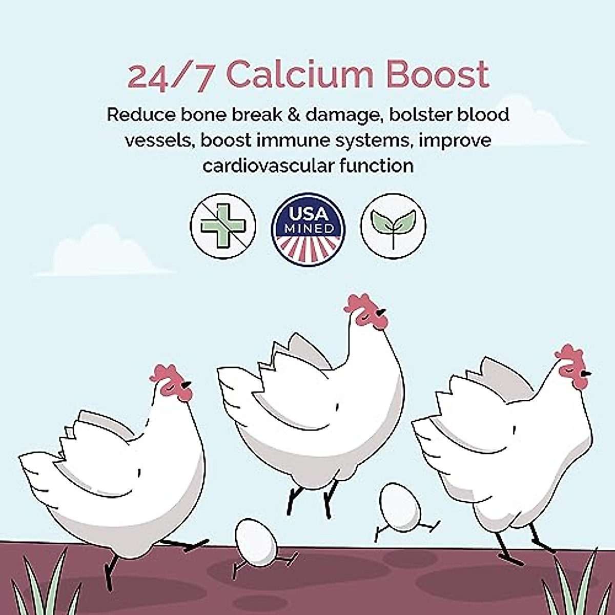 Mile Four | Oyster Shell | Calcium Supplement for Chickens | Natural Crushed Limestone Calcium Carbonate | Eggshell & Bone Booster for Laying Hens | US Mined | 4 lbs.