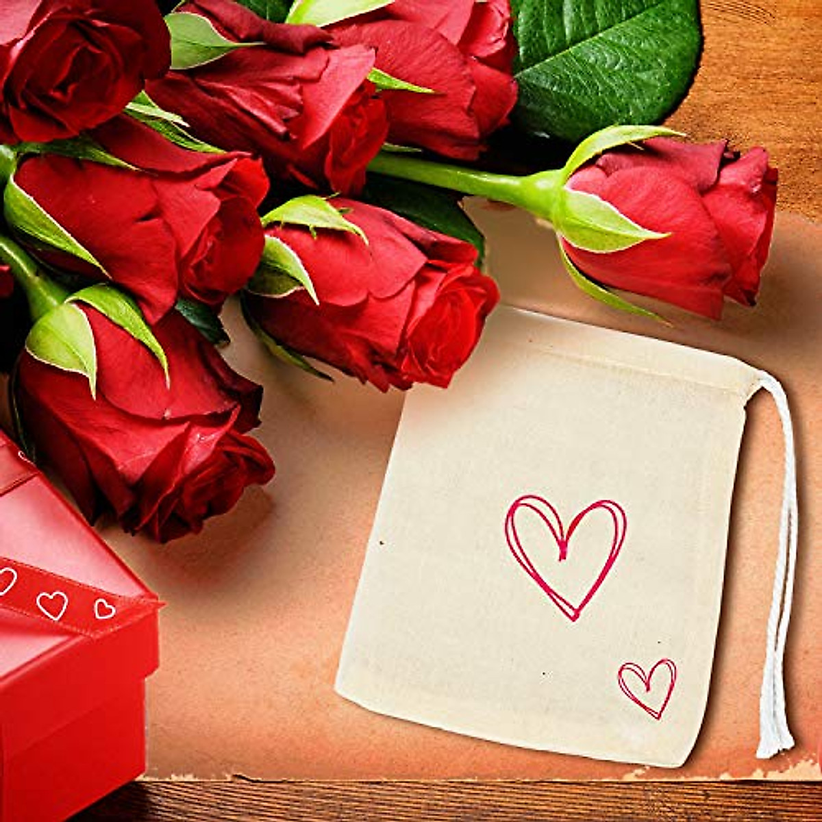 Tatuo 50 Pieces Drawstring Bags Muslin Bag Sachet Bag for Home Supplies (3 by 4 Inches)