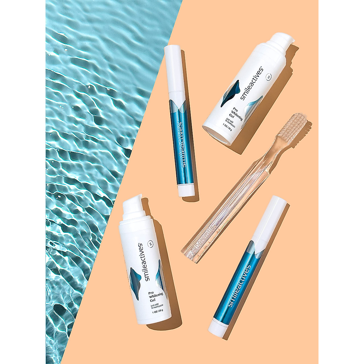 Smileactives Power Teeth Whitening Gel - Add to Toothpaste for Whiter Teeth and Brighter Smile - 2oz Pump Bottle + Smileactives Advanced Teeth Whitening Pens - Vanilla Mint (Pack of 2)