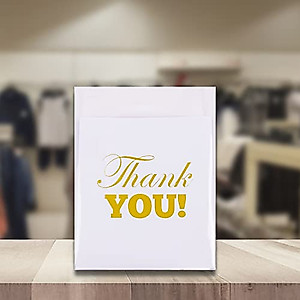 50Pcs Thank You Merchandise Bags, Extra Thick 2.5Mil Retail Shopping Bag for Boutique, Stores, Business Gift, Reusable Plastic Bags with Handle (Medium 11.8"x15.8" Clear)