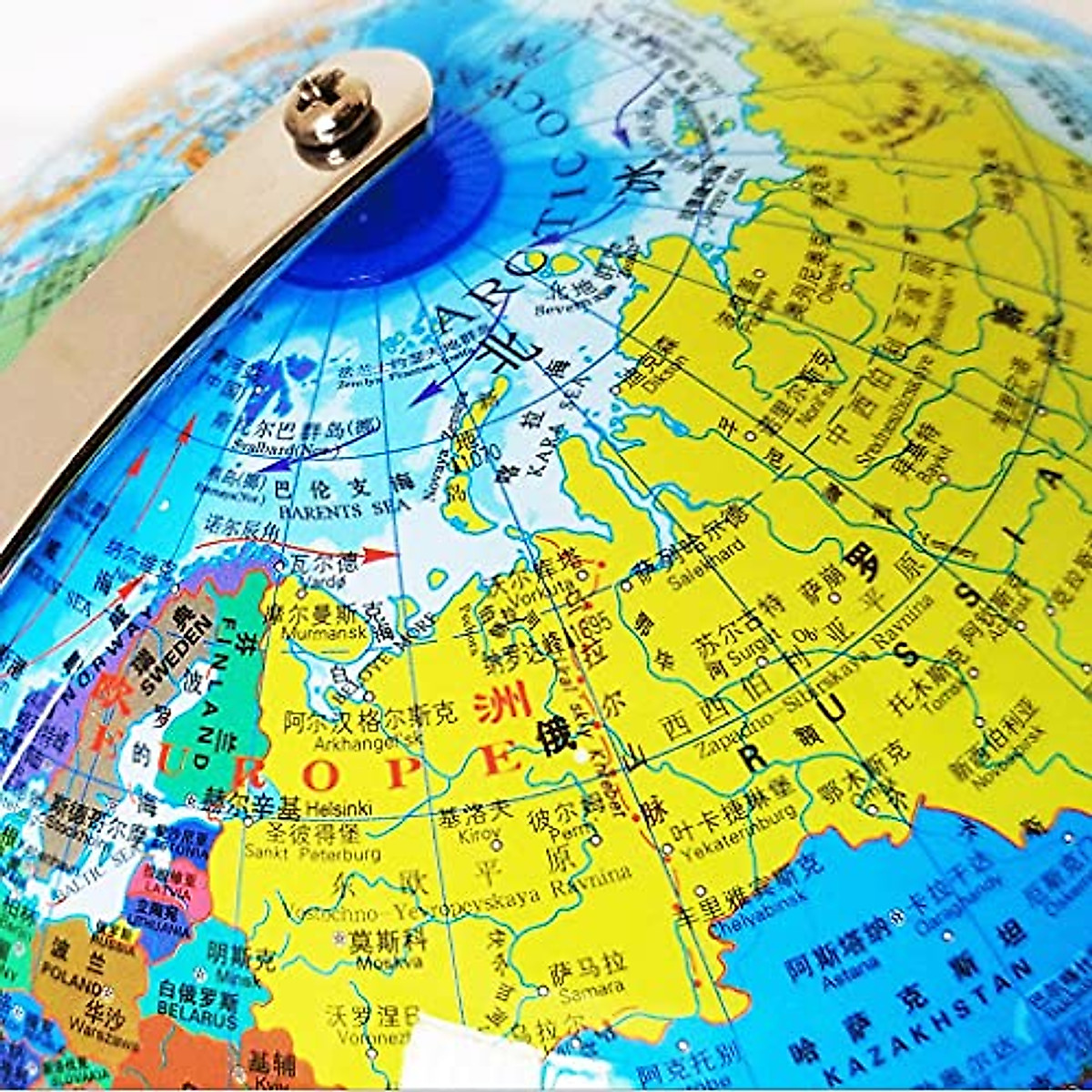 geographic globe Global 9.8" Blue Ocean World Globe With Metal Base Desktop Earth Globe Educational Geography Globes Of Earth For Kids & Adult world globe gift (Diameter 7.8"+ar) (