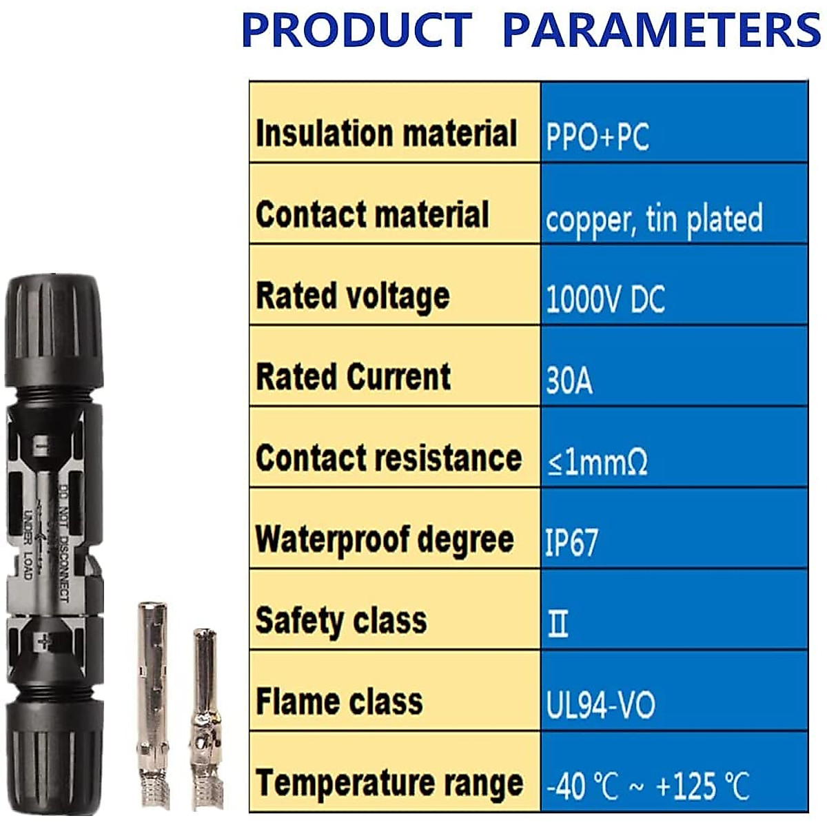 NTNXCXY 40PCS/20Pairs PV Solar Panel Connector Waterproof IP67 Male/Female 1000V 30A Mc-4 Solar Panel Cable Connectors