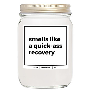 YouNique Designs Get Well Soon Candle 8oz, Get Well Candles, Post Surgery Gifts, Get Well Candle for Women, Men, Recovery After Surgery Gifts, Funny Surgery Recovery Gift (Lavender & Vanilla)
