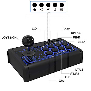 SUNCHI 7 in1 USB Arcade Fight Stick Street Fighting Joystick Gamepad controller for PS3 / PS4 / XBOX ONE / XOBX 360 / PC / Android /Switch