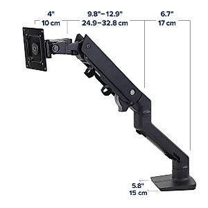 Ergotron – HX HD Premium Heavy Duty Gaming Monitor Arm, Single Monitor Desk Mount – for 1000R Curved Ultrawide Monitors Up to 49 Inches, 28 to 42 lbs, VESA 75x75mm or 100x100mm – HD Pivot, Matte Black