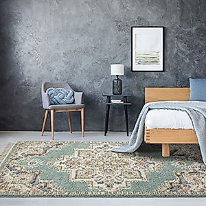 LUXE WEAVERS Southwestern Medallion Fringe Blue 8x10 Area Rug