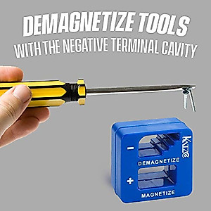 Katzco Blue Precision Magnetizer and Demagnetizer - 3 Pack - for Screwdrivers, Screws, Drill Bits, Sockets, Nuts, Bolts, Nails, Drivers, Wrenches, Tweezers, and Other Steel Tools