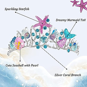 Didder Mermaid Crown Halloween Costume Seashell Starfish Hair Accessories for Women Girls, Birthday Party Decorations Tiara Headband Headpiece