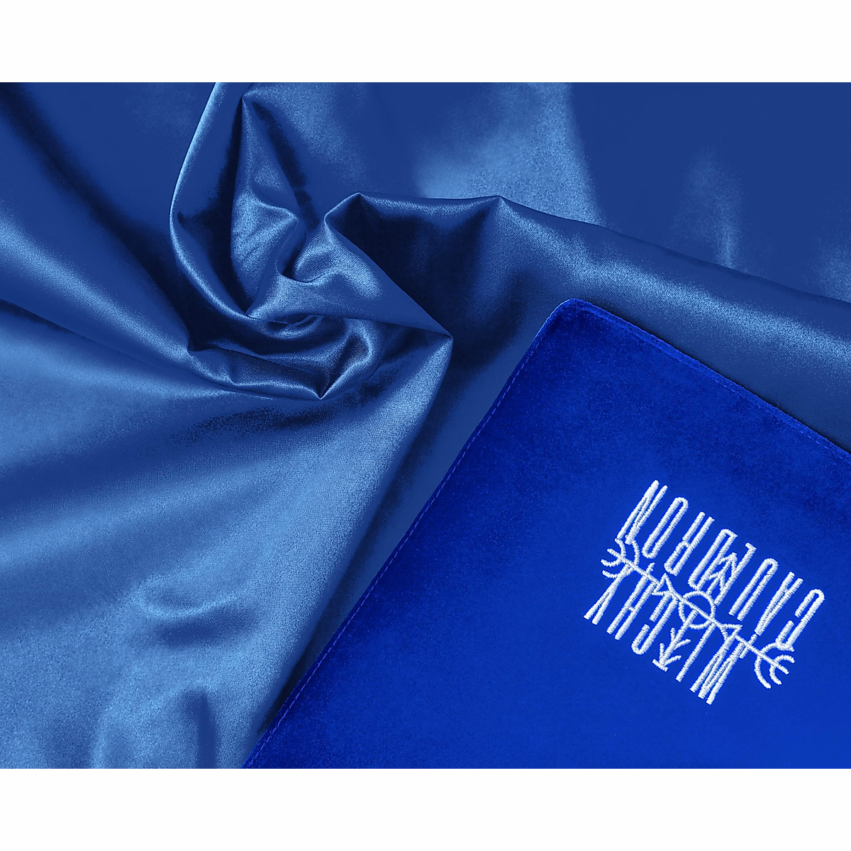 Tarot Divination Table Cloth for Reading and Altar Cloth Moon Alter, Cloth Witchy Embroidery Velvet Silk Touch Satin Celtic Cross (Blue)