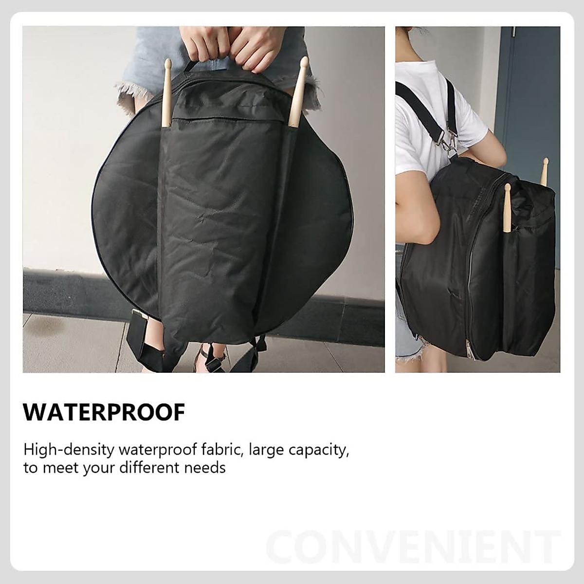 Drum Bag Snare Drum Bag Portable Oxford Cloth Drum Cases Backpack Snare Drum Accessories For Gigs Marching Band Storage And Transport 14inch Black