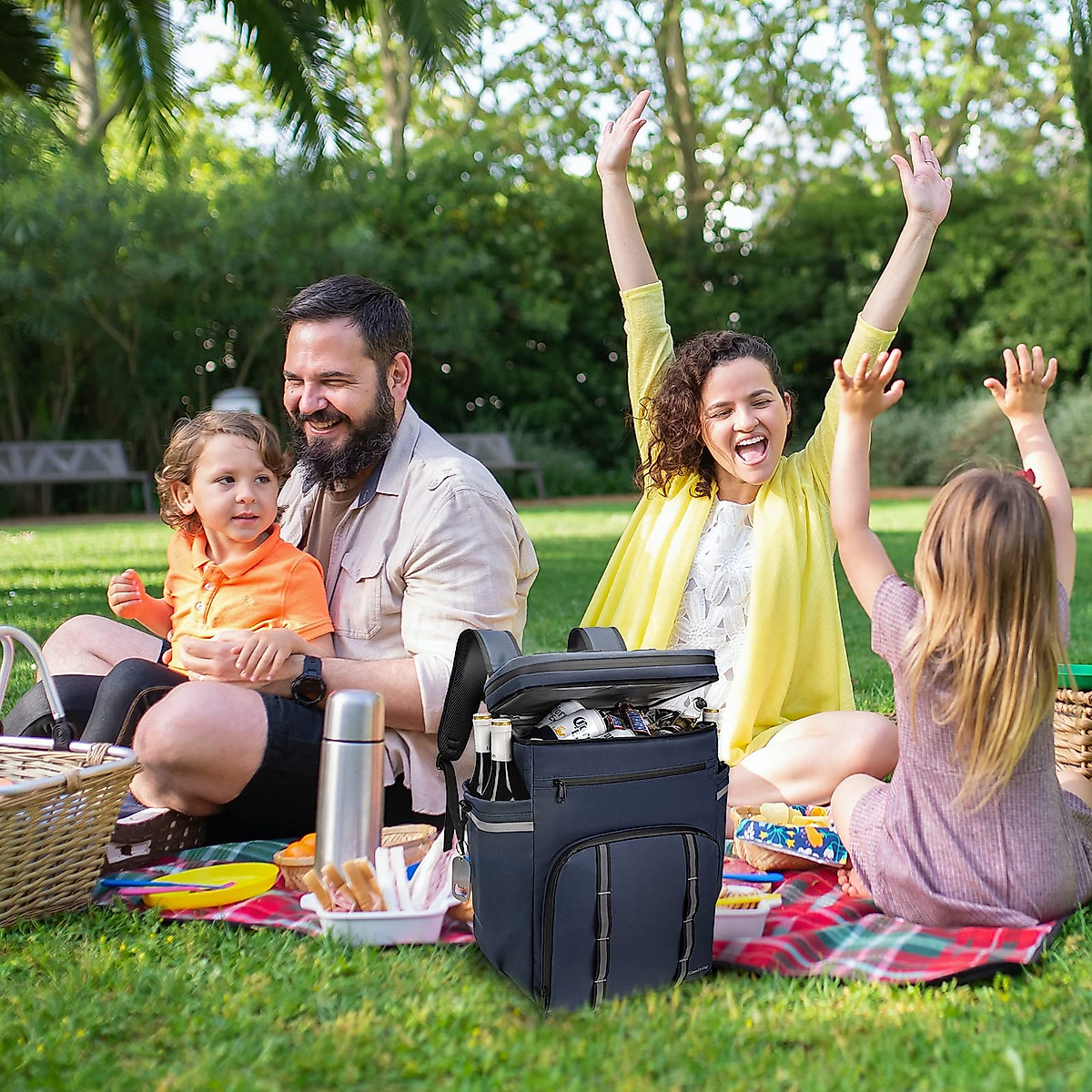 Backpack Coolers Insulated Leak Proof, 45 Cans Beach Cooler, Large Capacity, Ice Chest Backpack, Waterproof Soft Cooler Bag for Lunch for Men Women Camping Hiking (Navy Blue)