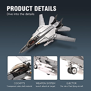 DAHONPA F-14D Fighter Tomcat Military Army Airplane Building Bricks Set with 1 Figure, 404 Pieces Air-Force Build Blocks Toy, Gift for Kid and Adult.