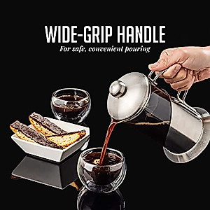 OVENTE French Press Coffee Maker 20 Ounce, 4 Level Stainless Steel Filter System, Borosilicate Heat Resistant Glass Carafe with Free Measuring Scoop, Silver FSL20S