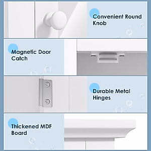 Safeplus White Medicine Cabinet with Mirror, Wall Mounted Adjustable Storage for Bathroom, Living Room, Bedroom, Entryway and Kitchen
