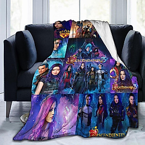 BNALAO Descendants Cartoon 3 Movie Blanket Cartoon Throw Flannel Blankets Lightweight Comfortable Bedding Gifts for Kids Adult 50"X40"