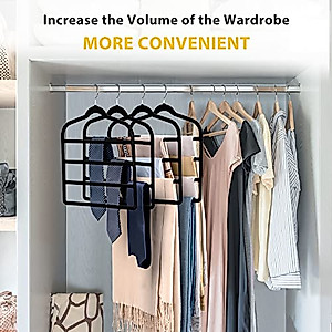 Velvet Pants Hangers Space Saving - Non Slip Jeans Hangers Znben Velvet Trousers Clothes Hangers Multiple Closet Storage Organizer for Jeans Scarves Tie Towels Black 3 Pack