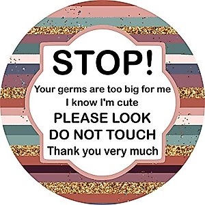 Stop Please Look Don't Touch - Striped - Germ Tag - Stroller Car Seat - Baby Newborn Preemie - Baby Shower Gift