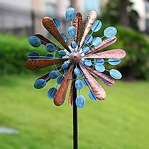 HDNICEZM Solar Wind Spinner New 75in Multi-Color Seasonal LED Lighting Solar Powered Glass Ball with Kinetic 360 Degrees Swivel Wind Spinner Dual Direction for Patio Lawn & Garden