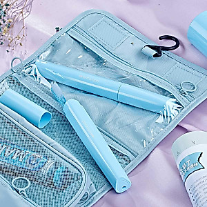 Travel Toothbrush Case Plastic Container Box Breathable Design with Air Hole More Toothbrush Tube for Home Daily Office Business Use (Light Blue)