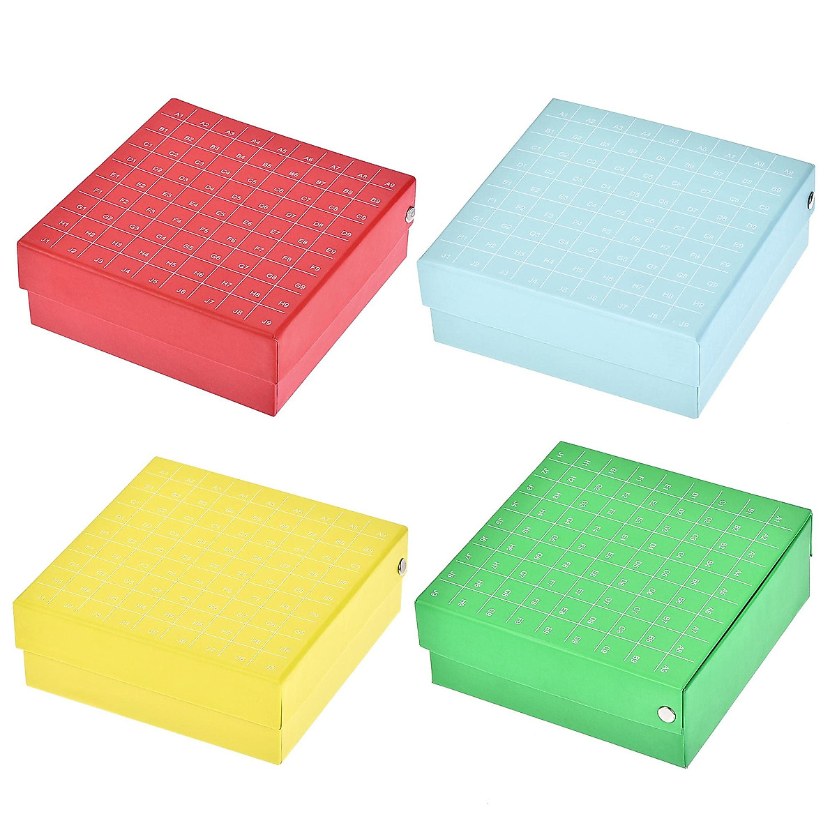 uxcell Centrifuge Tube Freezer Storage Box 81 Places Waterproof Cardboard Cryogenic Holder Rack for 1.8/2ml Microcentrifuge Tubes Vials Samples, 4in1 Set