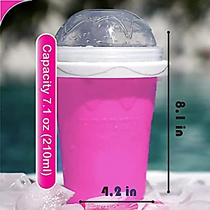 Slushie maker cup, Homemade Squeeze Icy Cup, Quick Frozen Magic Cup Slushy With Lids And Straws For Kids & Adults (Pink) blue,green and pink 17cmx8.3cm