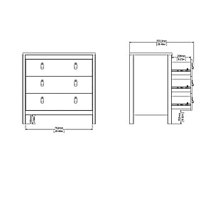 Tvilum 3 Drawer Chest, White