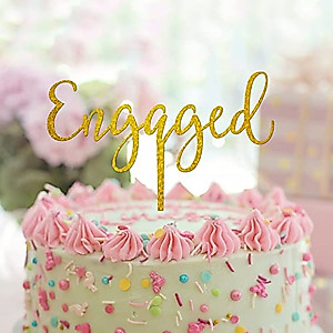 Engaged Custom Engagement Wedding Caketopper Bride To Be Wedding Party Supplies For Couples Bridal Shower Gifts Gold