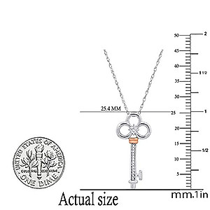 Dazzlingrock Collection 0.06 Carat (Ctw) Round White Diamond Women Fashion Key Pendant, Rose Gold Plated Sterling Silver