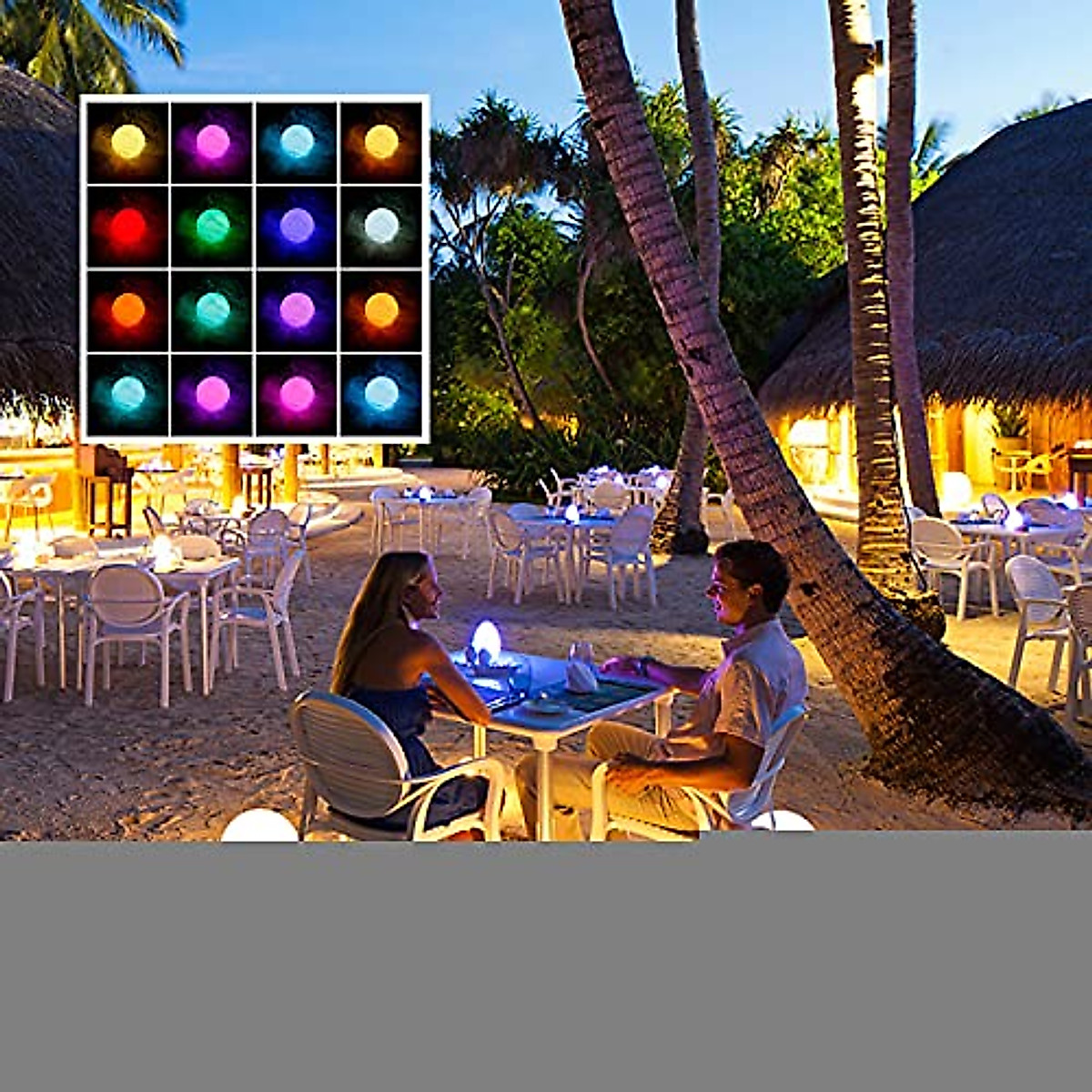 dpcm Outdoor Solar Powered Glowing Ball Light,IP67 Waterproof LED Colour Changing with Remote Control,Solar Globe Light with Stake for Garden, Patio, Home Decor (20cm)