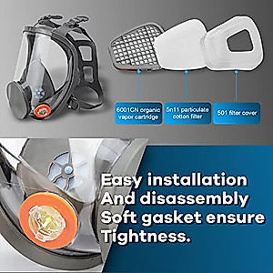 Reusable Respirator full Face Gas Cover, Organic Vapor Mask and Anti-fog, for Painting, mechanical polishing, logging, welding, Against Dust, Staining, Sanding & Cutting