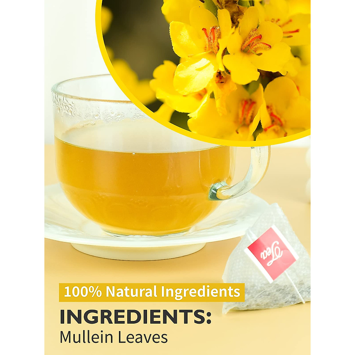 TeeLux Mullein Leaf Tea Bags, 3g/Bag, Natural Mullein Leaves, Caffeine Free, Pure Mullein Herbal Tea, 30 Tea Bags