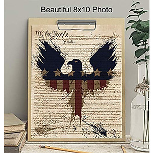 American Pride Dictionary Wall Art - 8X10 US Constitution Poster for Office or Home Decor - Patriotic Gift for Americana Fans - Vintage Decoration - Memorial, Veterans Day or 4th of July Print