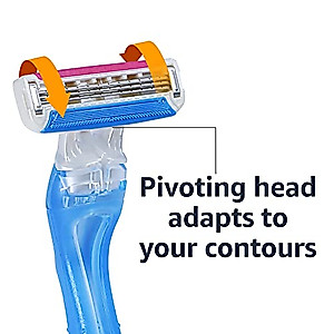 Amazon Basics 3-Blade Disposable Razors for Women, 6 Count, 2 Packs of 3 (Previously Solimo)