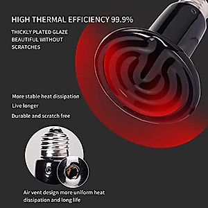 PTSCBS 75W 2PCS Reptile Heat Lamp Black Ceramic Heat Emitter,Infrared Heater Bulb for Pet Coop Heater Chicken Lizard Turtle Brooder Aquarium Snake