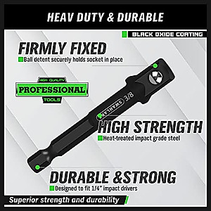 SWANLAKE 7PCS Impact Power Drill Socket-Adapter Set, Hex-Shank Socket to Drill 1/4" 3/8" 1/2" Impact Driver Adapter