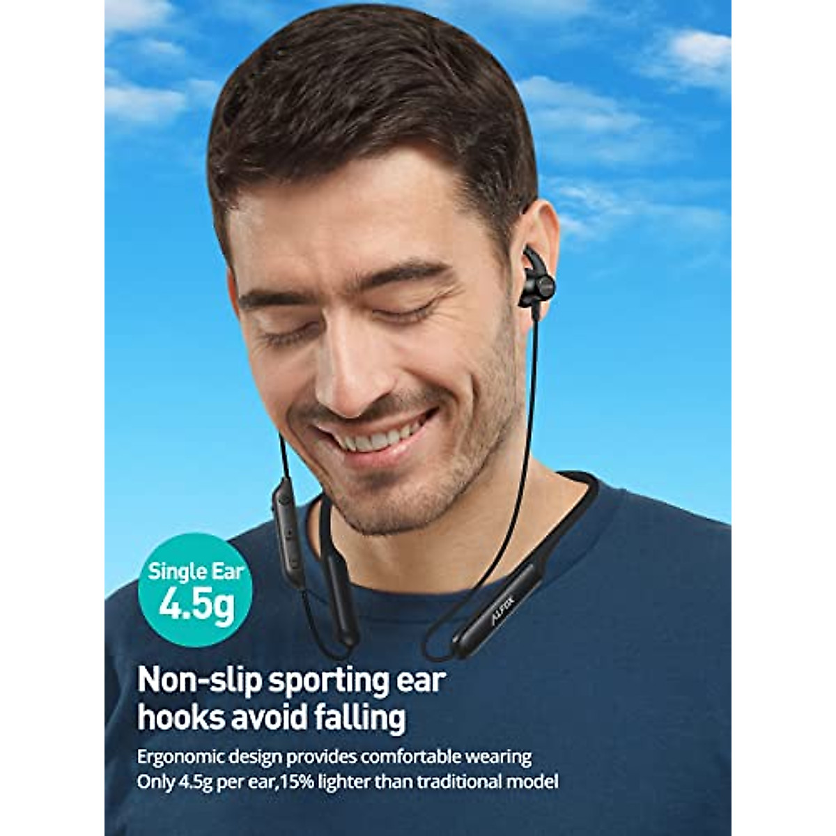 Alfox Bluetooth Headphones 80Hrs Playtime, Bluetooth 5.2 Earbuds Magnetic Auto On/Off, Wireless in-Ear Earphones with Mic, IPX5 Waterproof, USB-C Fast Charging, Lightweight Stereo Headset for Sport