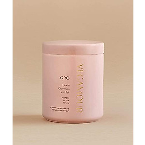 VEGAMOUR GRO Biotin Gummies for Hair, Natural Strawberry Flavor, 30 Count